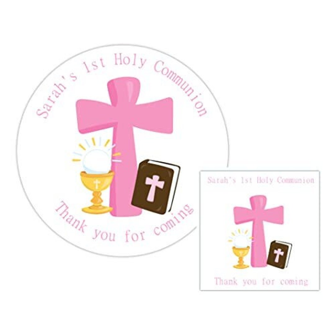 Personalised First Holy Communion Party Stickers for Favours Party Bags ...