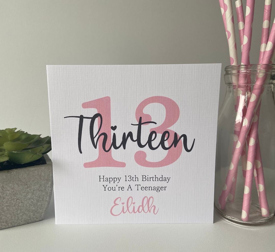 Personalised Teenager 13th Birthday Card Girl - Etsy