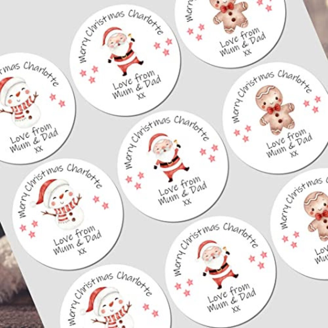 Personalised Christmas Stickers for Gift Tags Name Labels Present ...