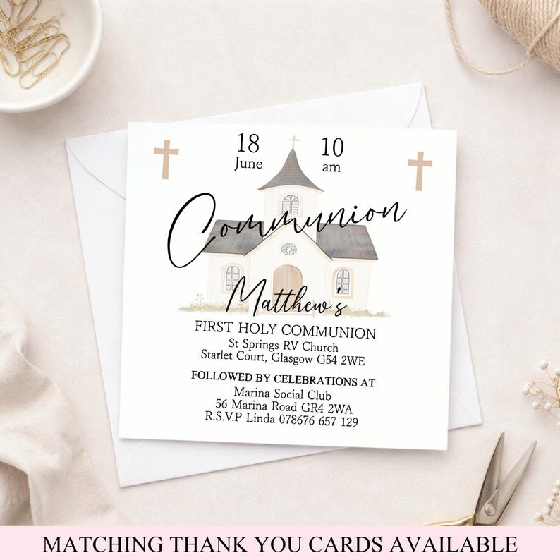 Printed Personalised First Holy Communion Invitations, Baptism or ...