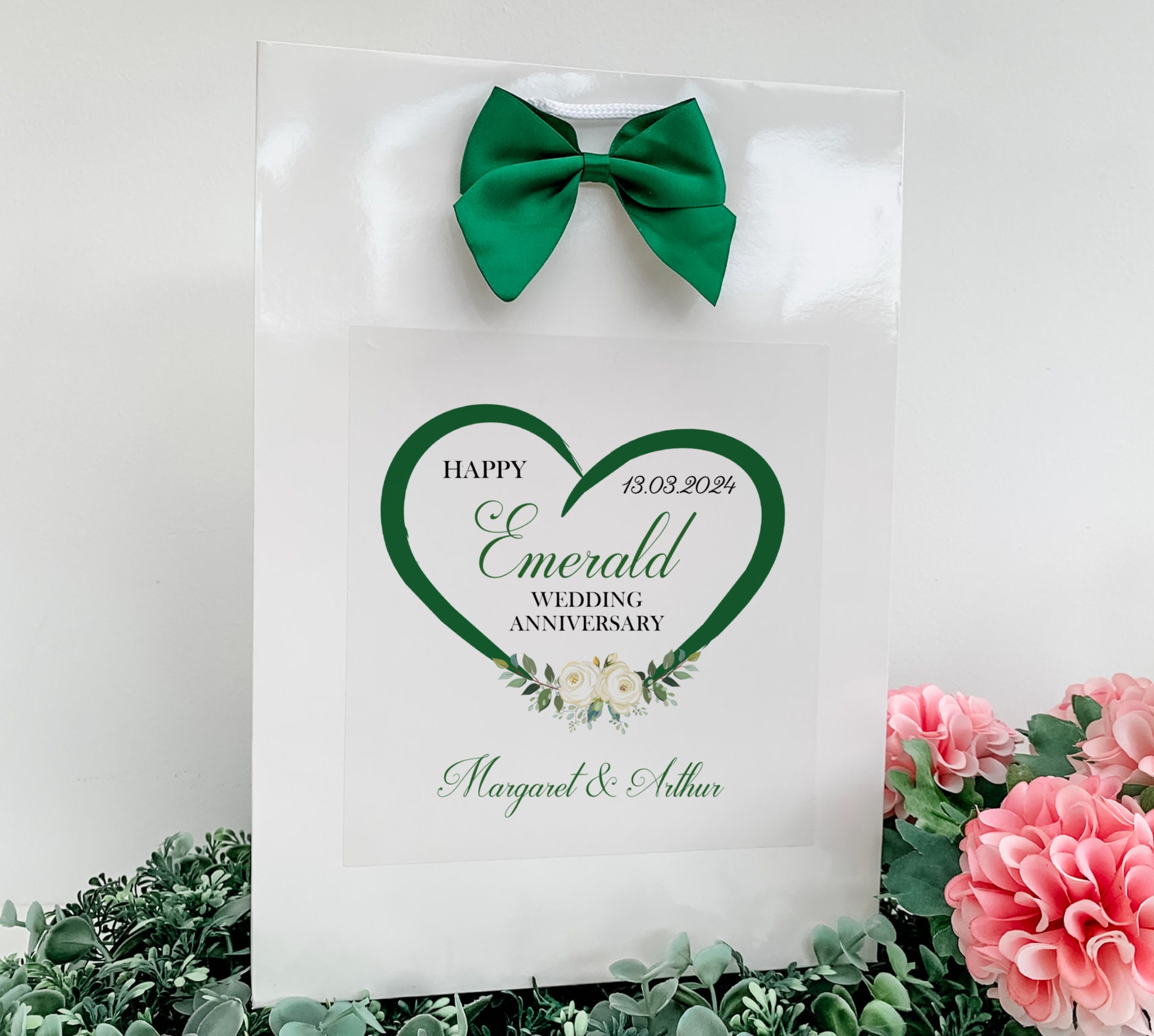 Congratulations Wedding Anniversary Gift Bag for Emerald 55 Years Luxury Gift Bags Custom Personalised With Names Etsy UK