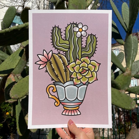 Traditional Cactus Tattoo