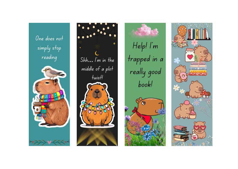 Capybara Bookmark Instant Download Cute Animal Bookmark for Book Lovers ...