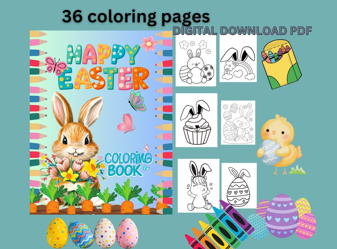 Easter Coloring Pages for Kids, Preschoolers Toddlers Coloring Book ...
