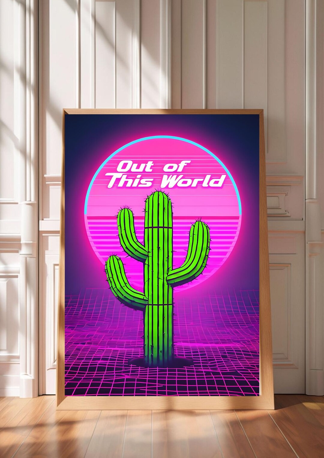 Cactus - Retro-futuristic Cactus Art | Neon Glow Digital Print ...