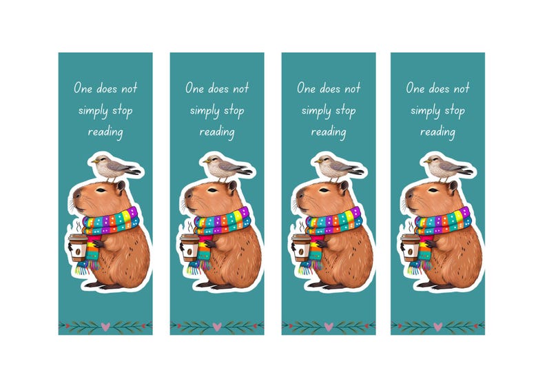 Capybara Bookmark Instant Download Cute Animal Bookmark for Book Lovers ...