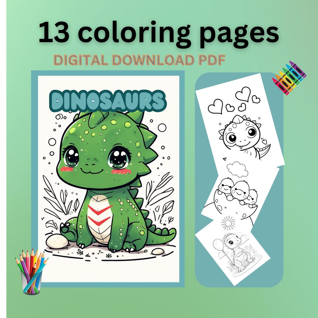 Dinosaurs Coloring Book for Kids – 13 Fun-filled Pages of Prehistoric ...
