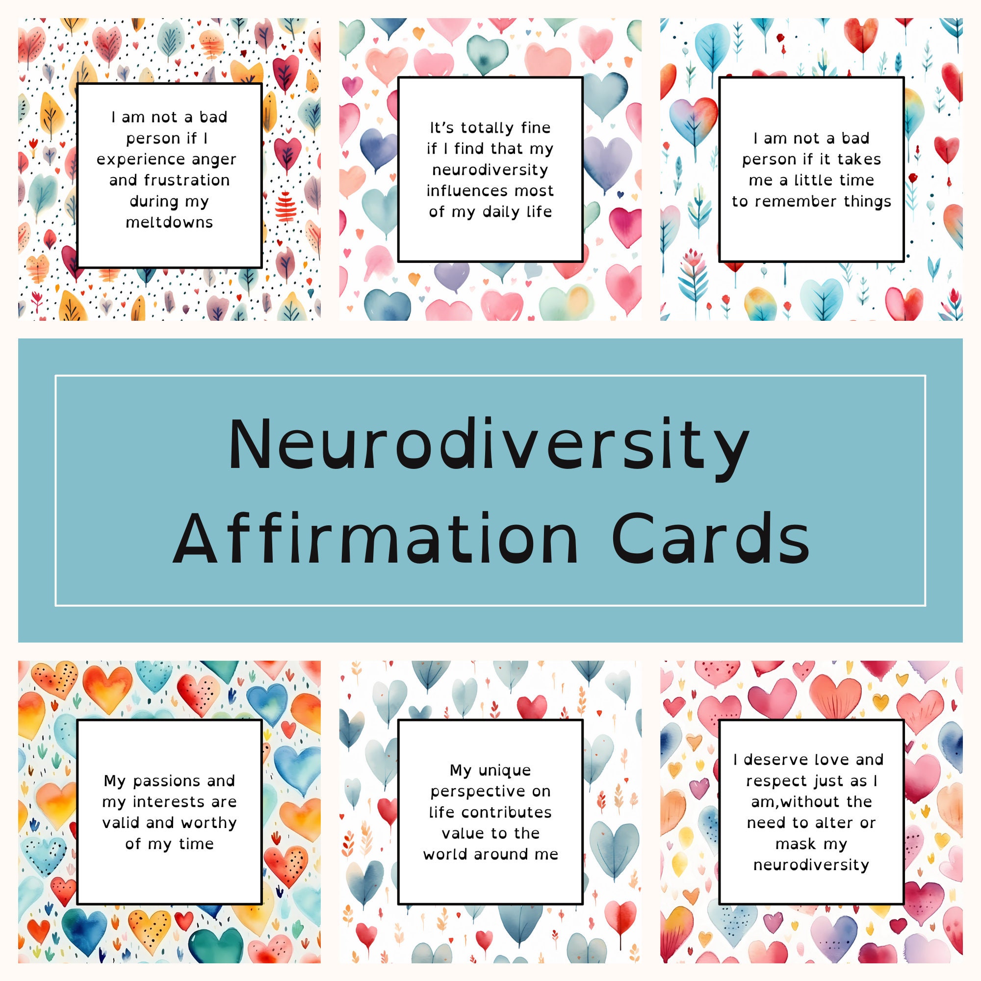 Printable Affirmation Cards for Neurodiversity Neurodivergent - Etsy