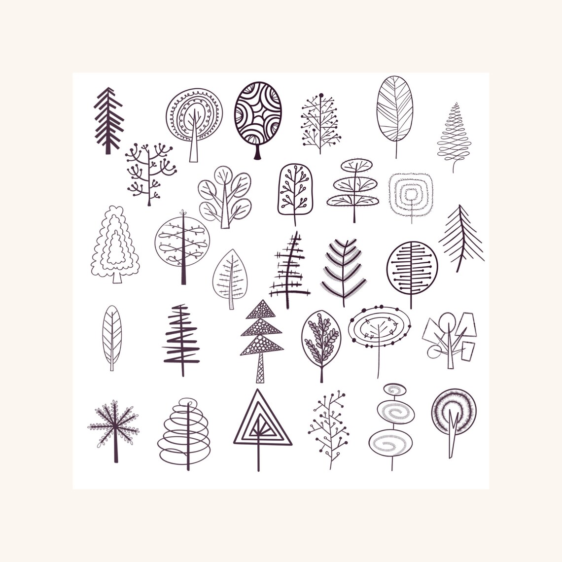 Tree Svg Bundle, Tree Svg, Doodle Trees Clipart, Hand Drawn Svg, Cricut ...