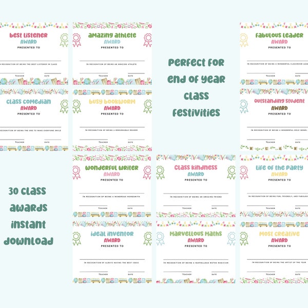 End of Year Class Certificates - Etsy