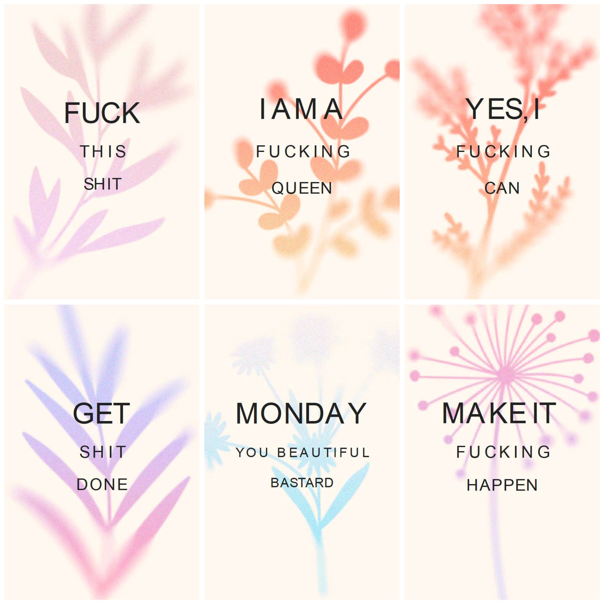 Sweary Affirmation Cards, Printable Cards, Motivational Quotes, Daily ...