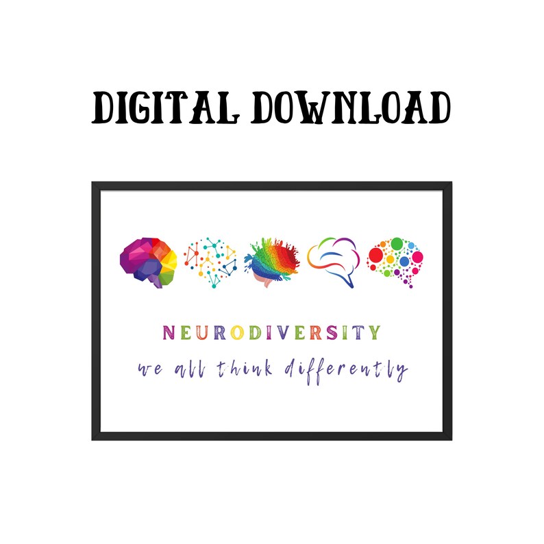 We All Think Differently Digital Download Print, Neurodiversity Wall ...