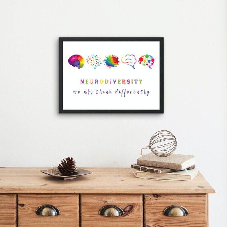 We All Think Differently Digital Download Print, Neurodiversity Wall ...