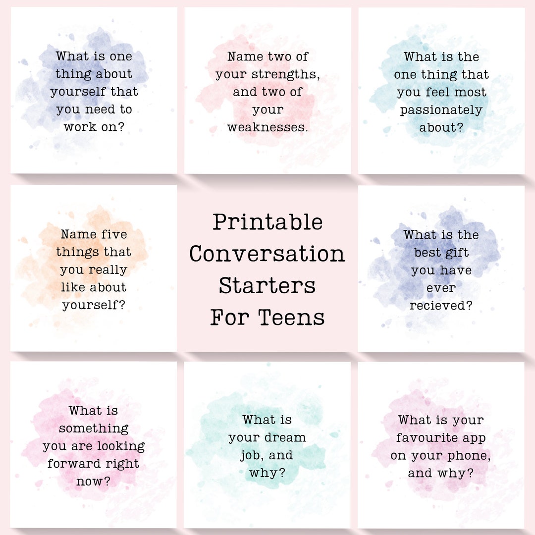 Conversation Starters for Teens, School Resources, Communication Cards ...