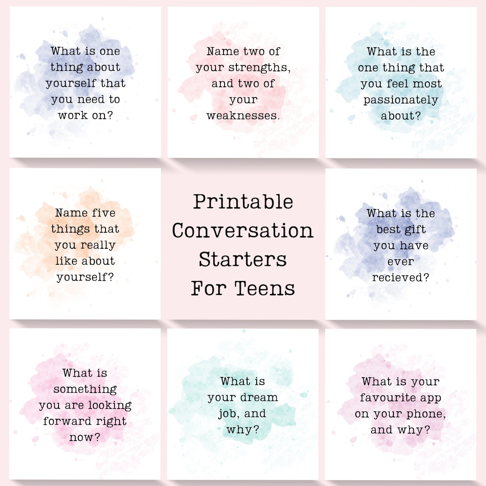 Conversation Starters for Teens, School Resources, Communication Cards ...