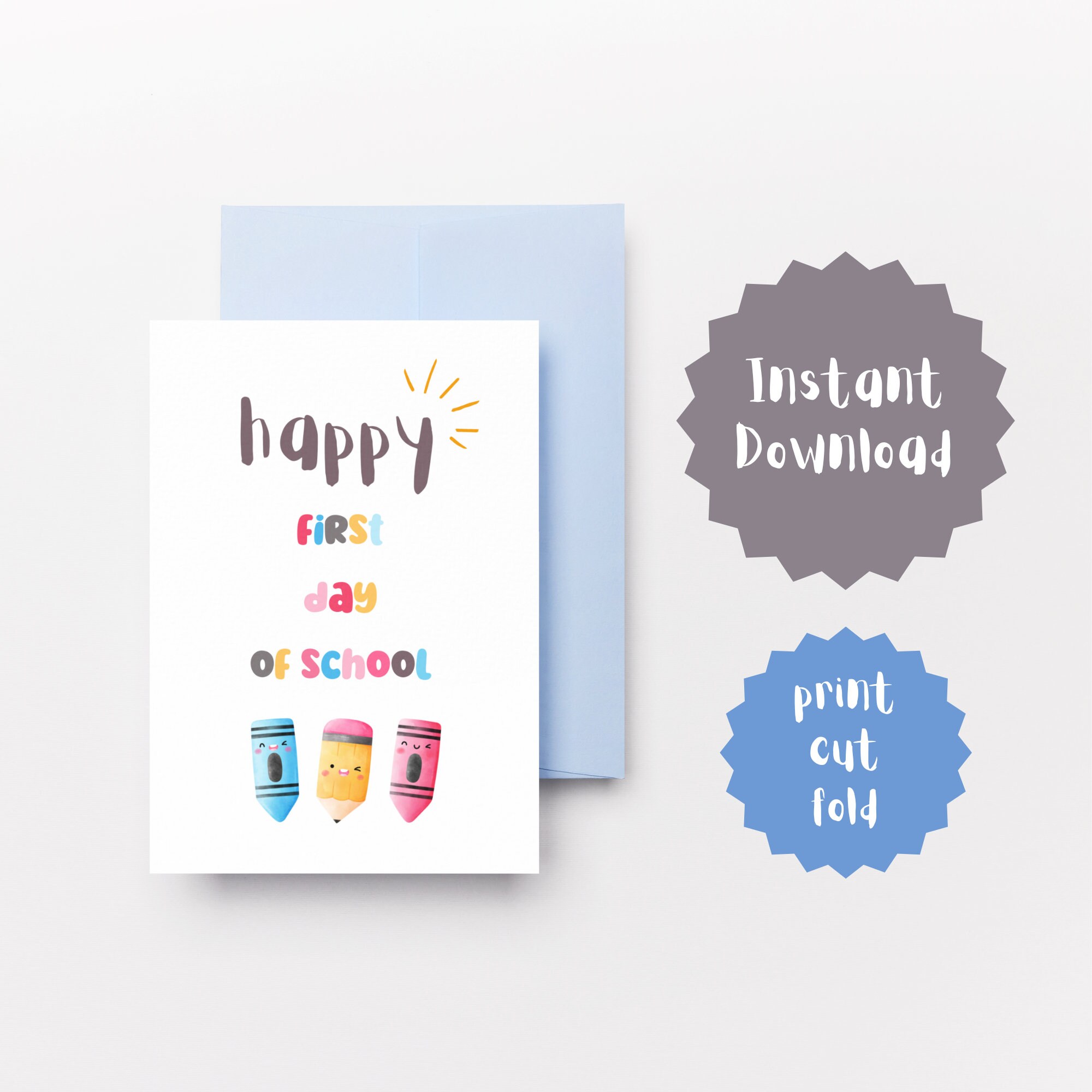Happy First Day of School Card, Printable Back to School Greeting Card ...