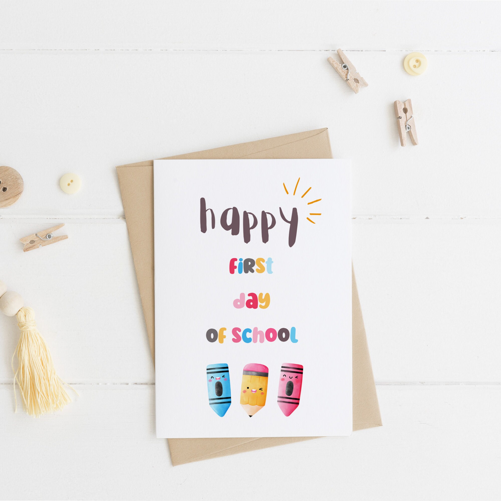Happy First Day of School Card, Printable Back to School Greeting Card ...