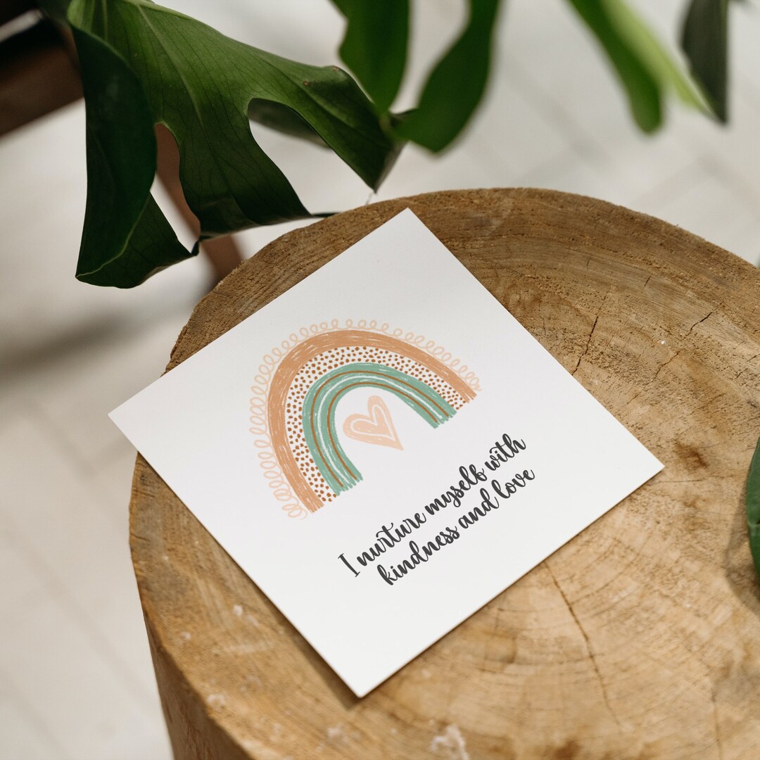 Boho Rainbow Affirmation Cards, Printable Quote Cards, 20 Daily ...