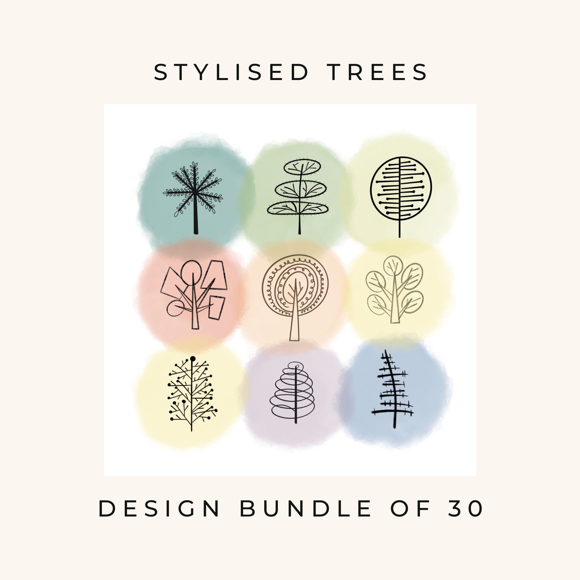 Tree Svg Bundle, Tree Svg, Doodle Trees Clipart, Hand Drawn Svg, Cricut ...