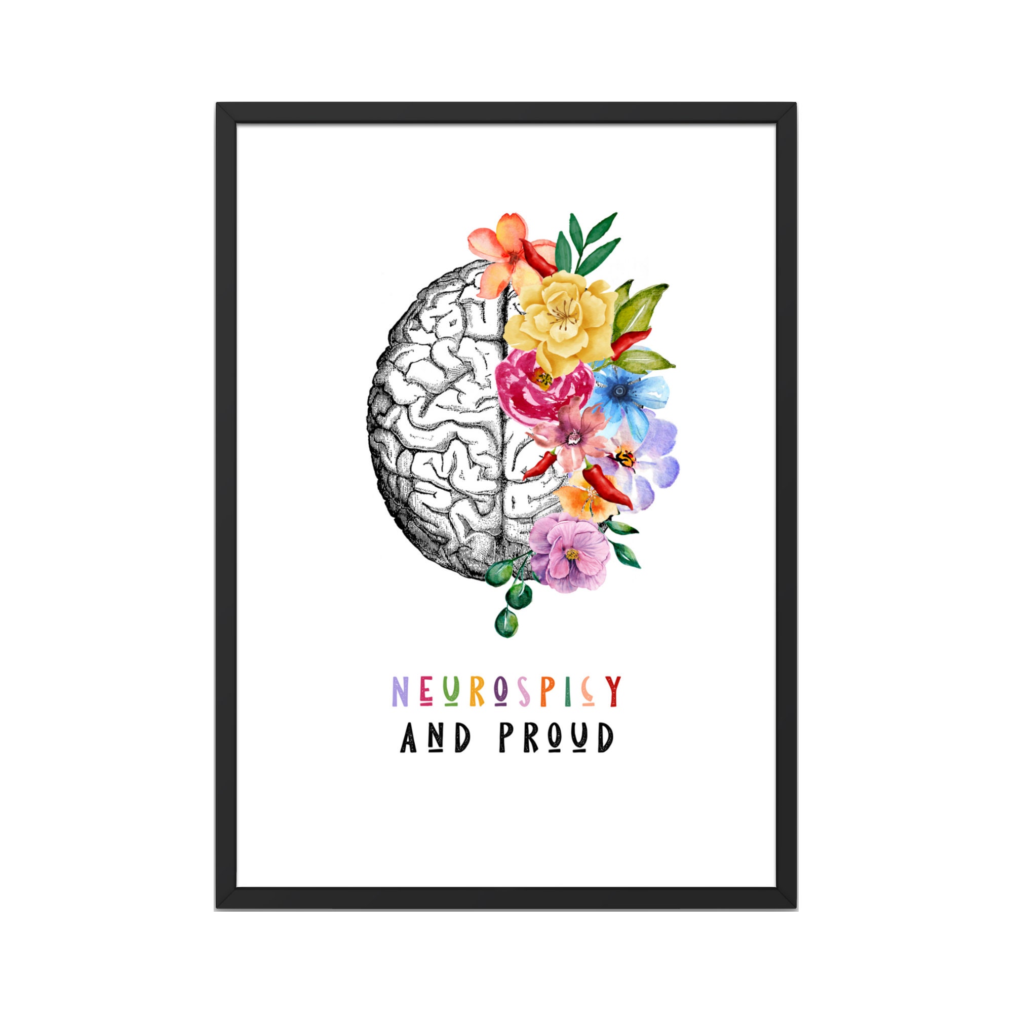 Brain Art Print, Neurodiversity Poster, ADHD Print, Autism Gift ...