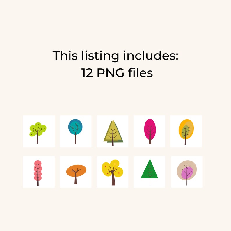 Tree Clip Art for Scrapbooking, Retro Clipart, Cute Tree Clip Art, PNG ...