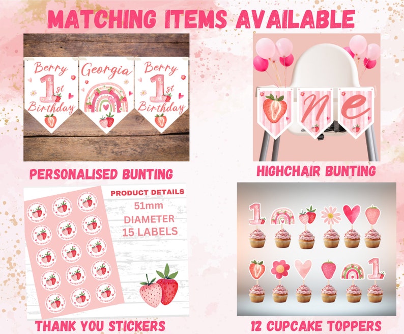 Personalised Berry First 1st Birthday Strawberry Birthday Card 6x6 ...