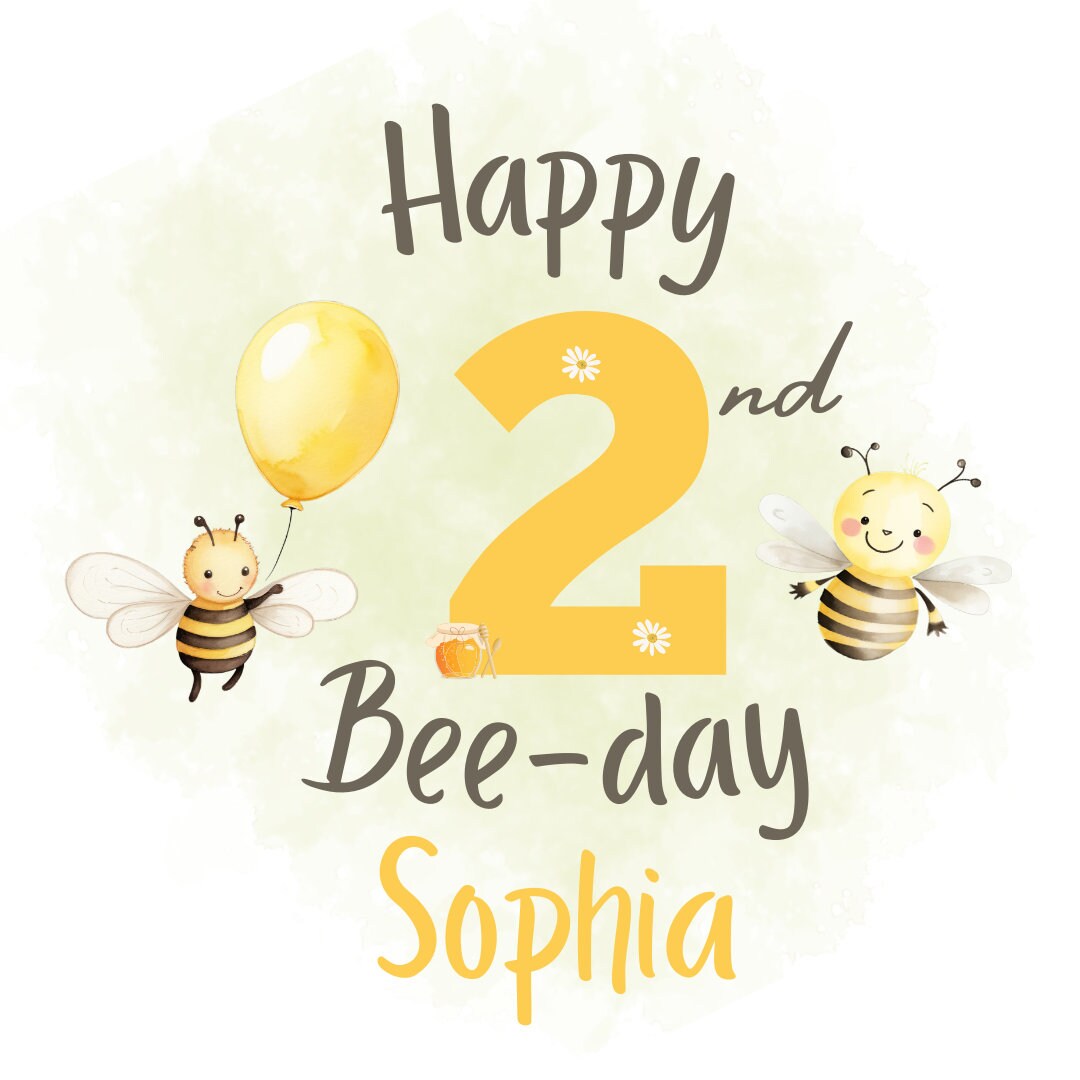 Personalised Happy Bee-day Birthday Card 6x6 Custom for Any Name or ...