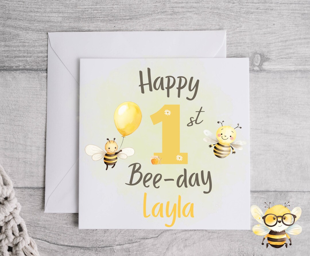 Personalised Happybee-day Birthday Card 6x6 Custom for Any Name or ...
