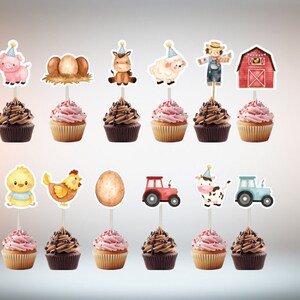 Cute Farm Themed Birthday Cupcake Toppers X 12 - Etsy