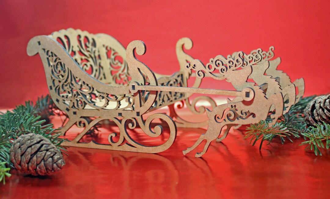 Santas Sleigh and Reindeer Christmas Decoration/table Decoration - Etsy UK