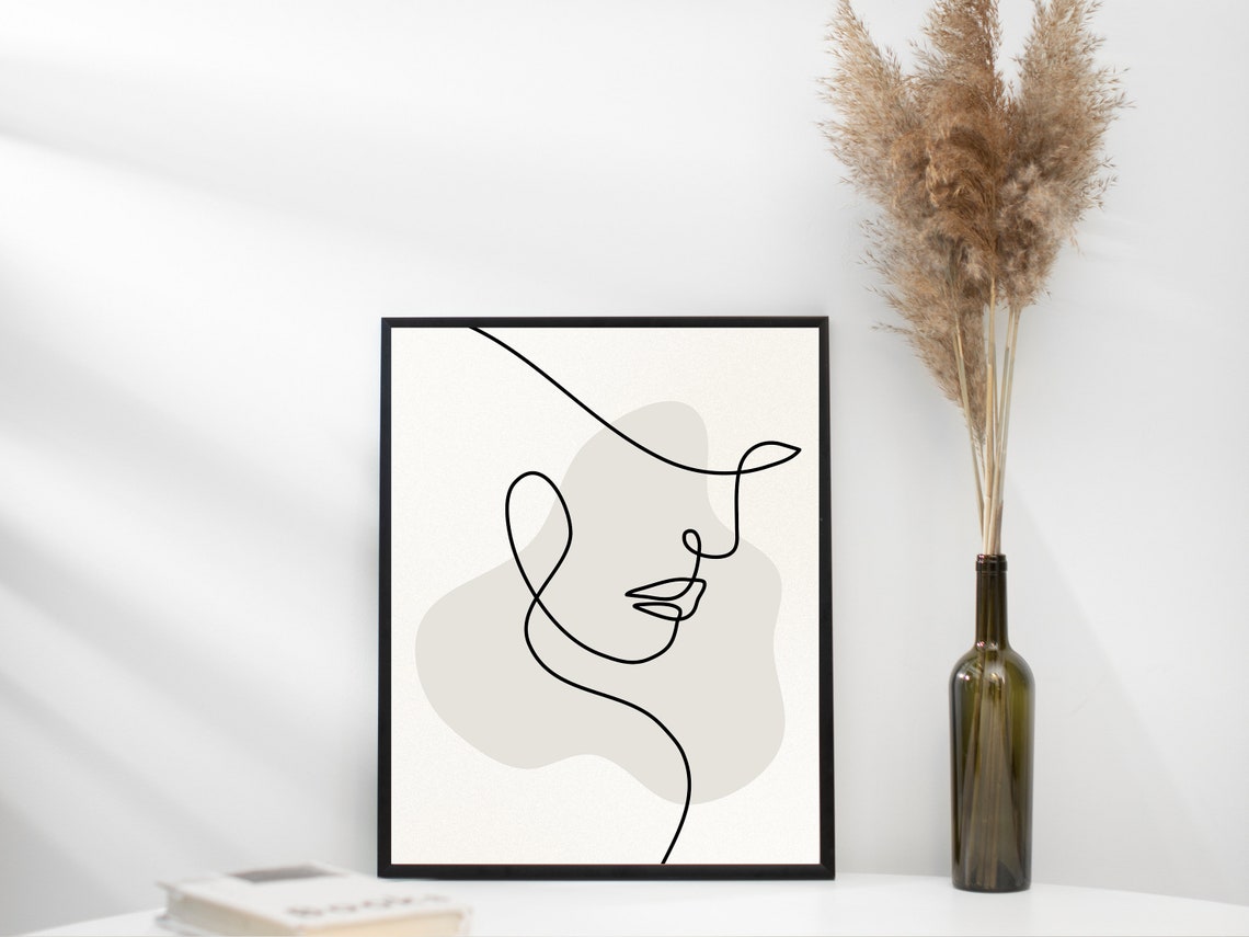 Woman Line Draw Illustration | Affiche Art Minimalist | Woman Face Line ...