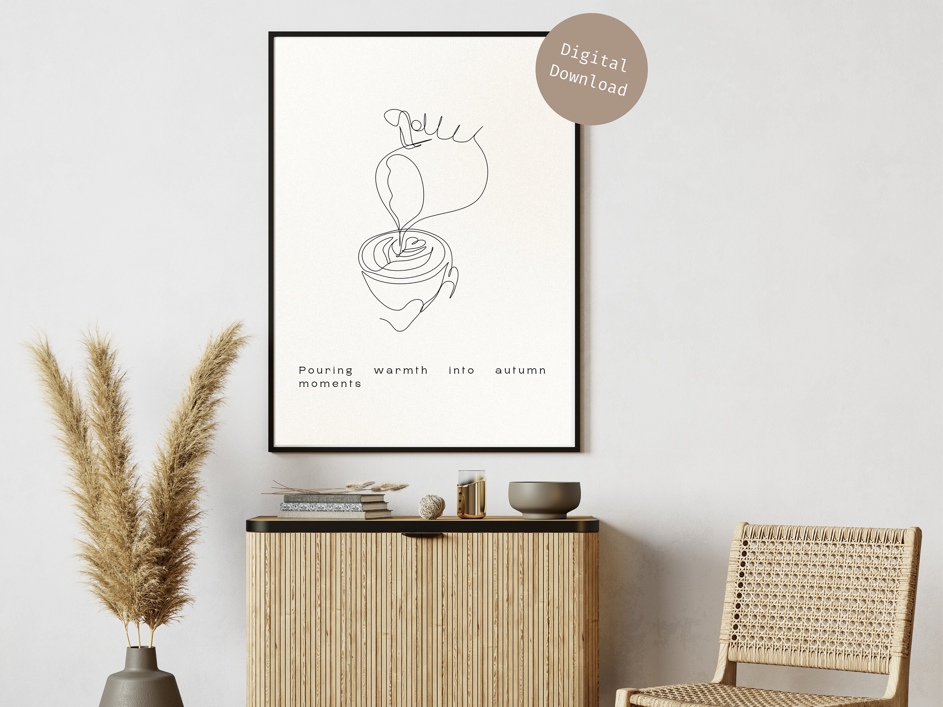 Fall Line Drawing | Fall Line Art | Rustic Fall Decor | Pumpkin Spice ...