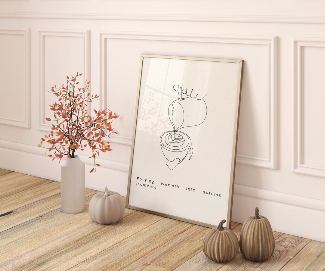Fall Line Drawing | Fall Line Art | Rustic Fall Decor | Pumpkin Spice ...