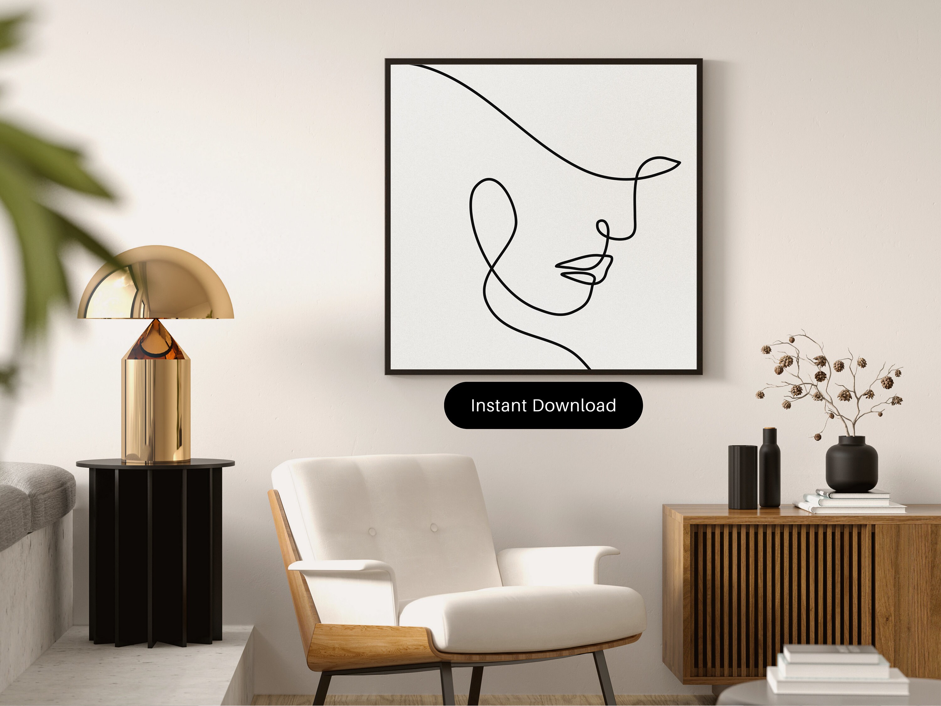 Woman Line Draw Illustration | Affiche Art Minimalist | Woman Face Line ...