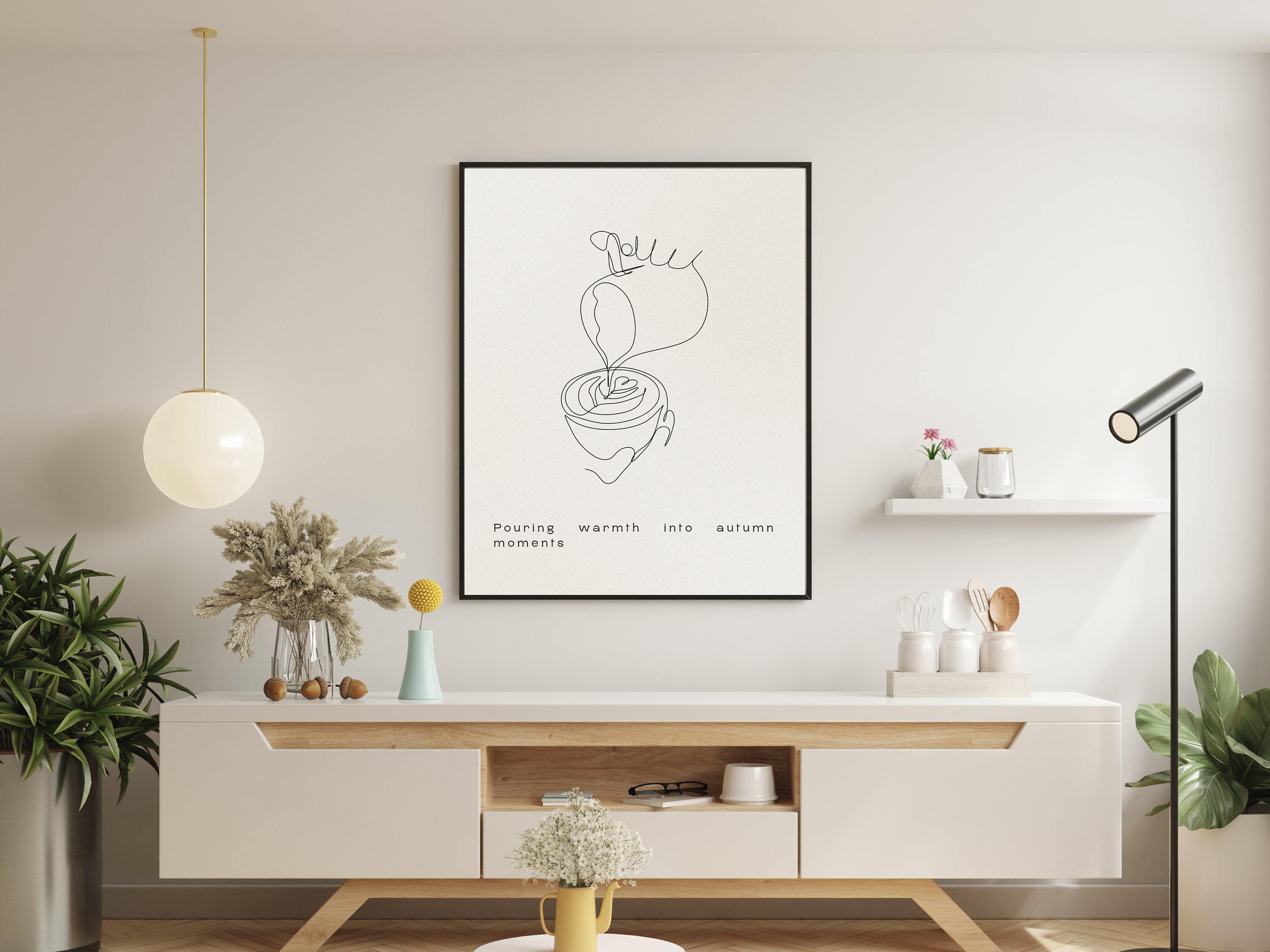Fall Line Drawing | Fall Line Art | Rustic Fall Decor | Pumpkin Spice ...