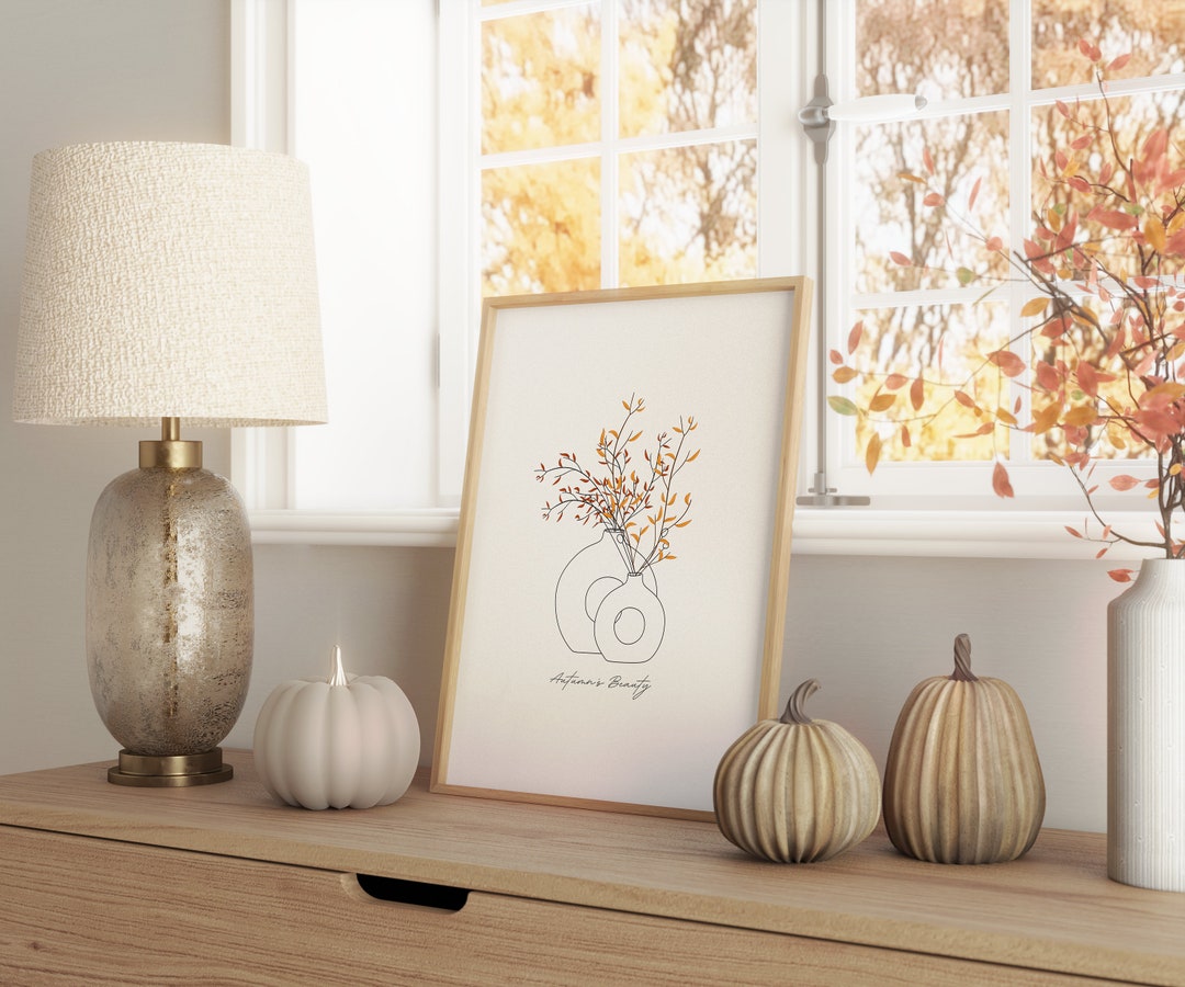 Fall Line Drawing | Fall Line Art | Rustic Fall Decor | Fall Printable ...