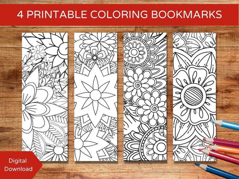 Set of 20 Flower-themed Coloring Bookmarks Bundle Printable - Etsy