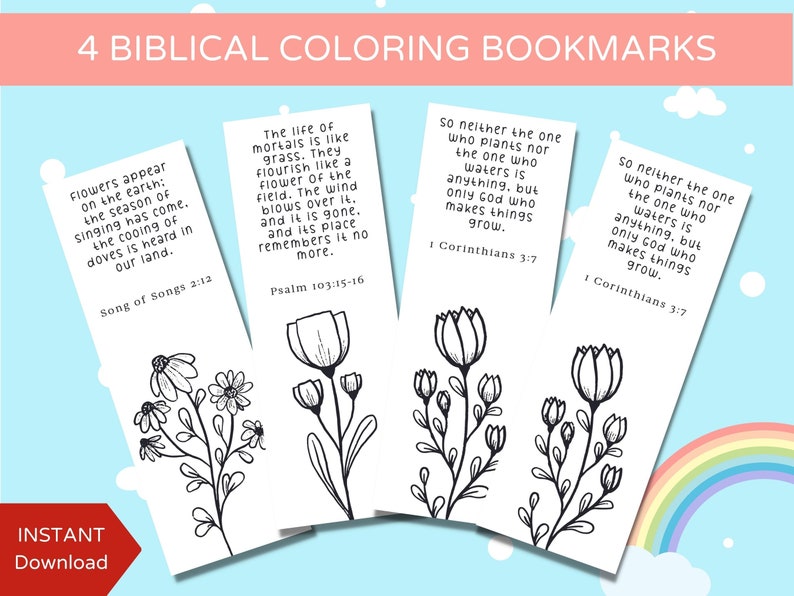 Set of 4 Printable Catholic Bookmarks to Color, Christian Coloring ...