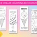 Set of 4 Coloring Bookmarks, Ice Cream-themed Printable Bookmarks to ...