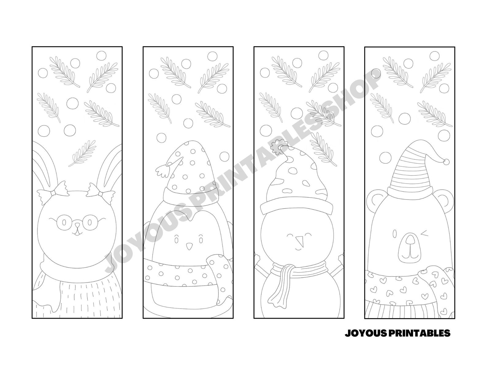 4 Christmas Coloring Bookmarks, Kids Printable Christmas Bookmarks ...