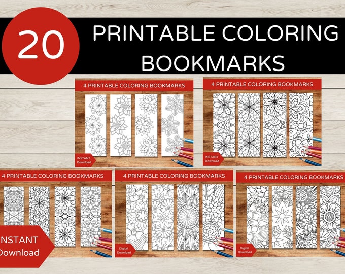 Printable Spring Coloring Bookmarks - Set of 6 - PDF Instant Digital ...