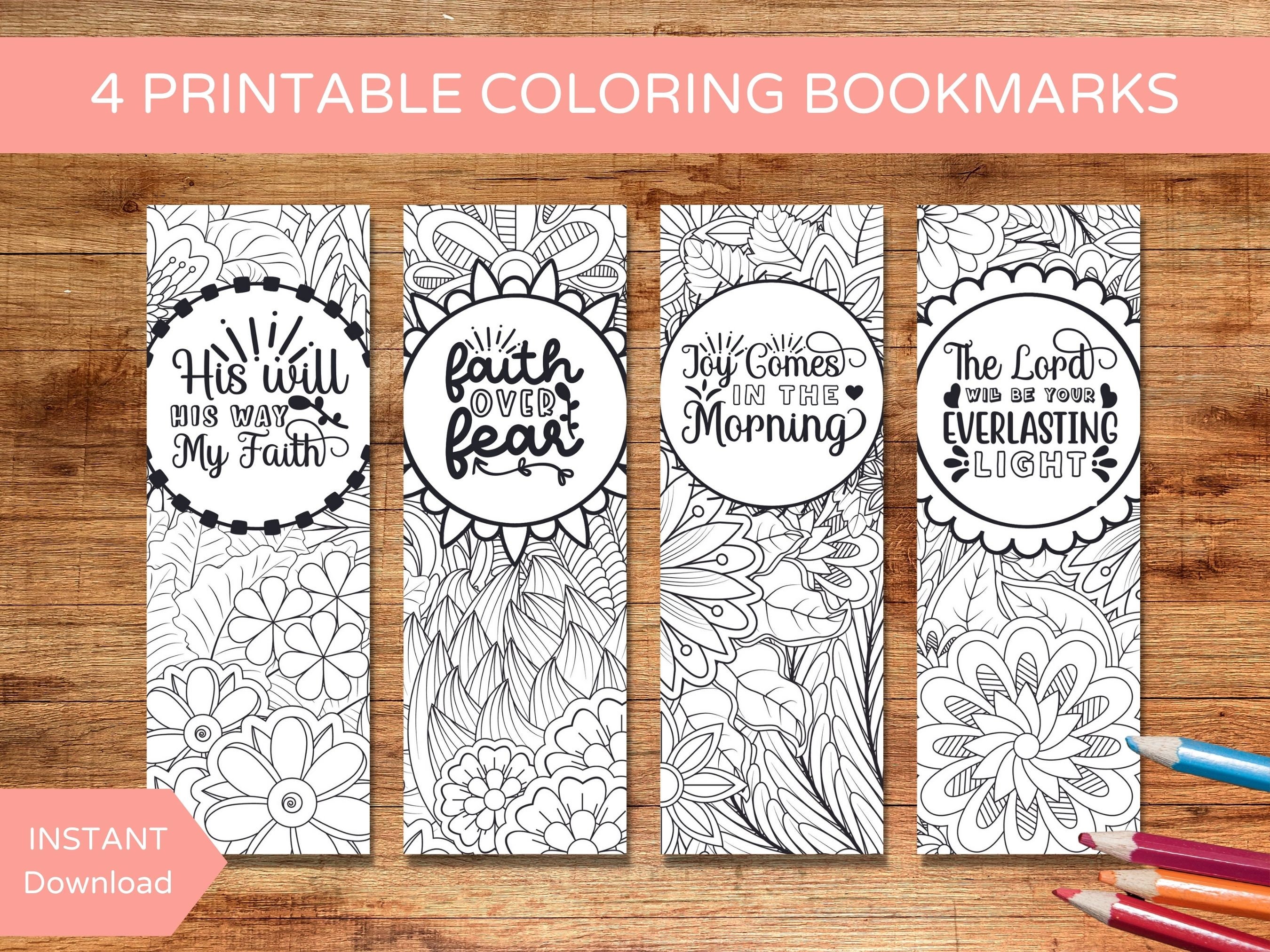 Set of 4 Printable Catholic Bookmarks to Color, Religious Coloring ...