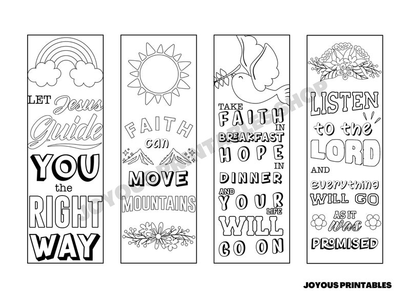 Set of 4 Printable Catholic Bookmarks to Color, Coloring Bible Bookmark ...