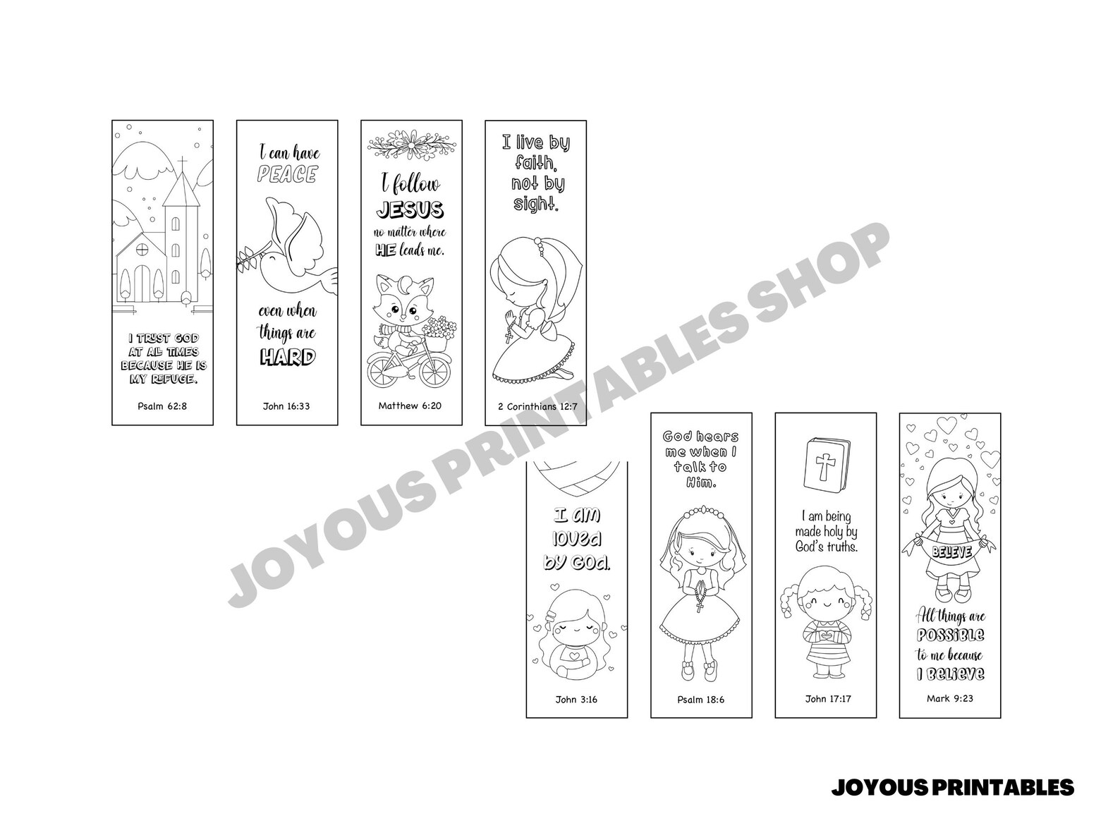 Set of 8 Printable Catholic Bookmarks to Color, Christian Coloring ...