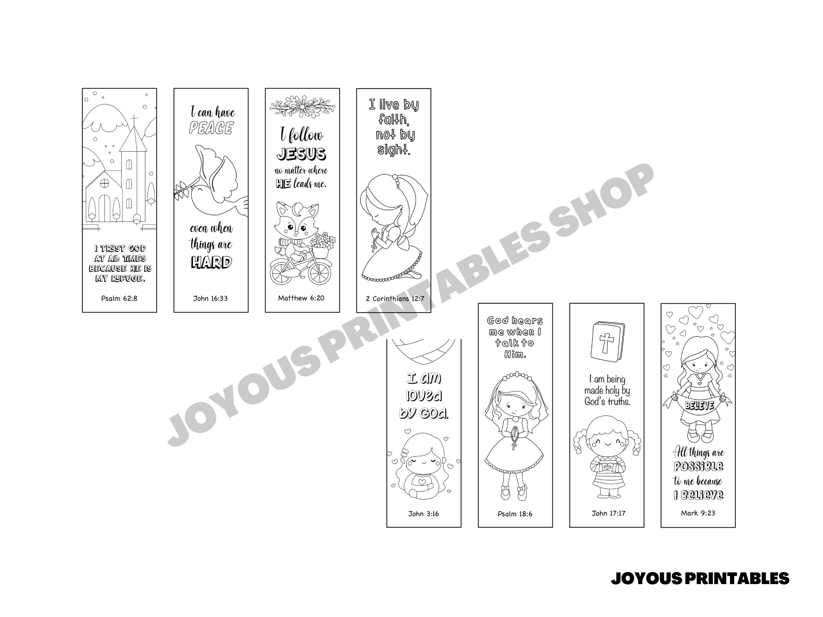 Set of 8 Printable Catholic Bookmarks to Color, Christian Coloring ...
