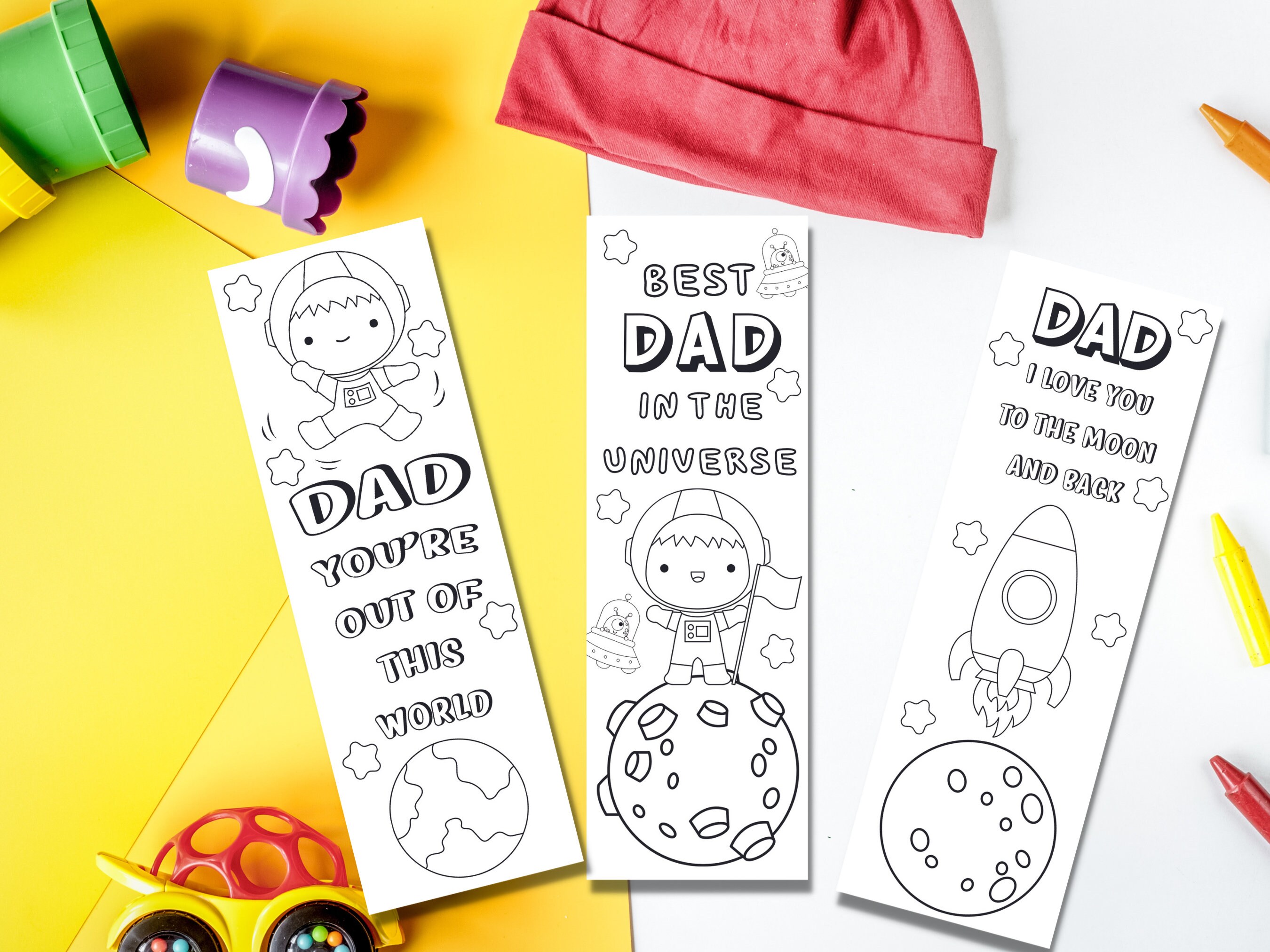 Set of 4 Father's Day Coloring Bookmarks, Printable Father's Day ...