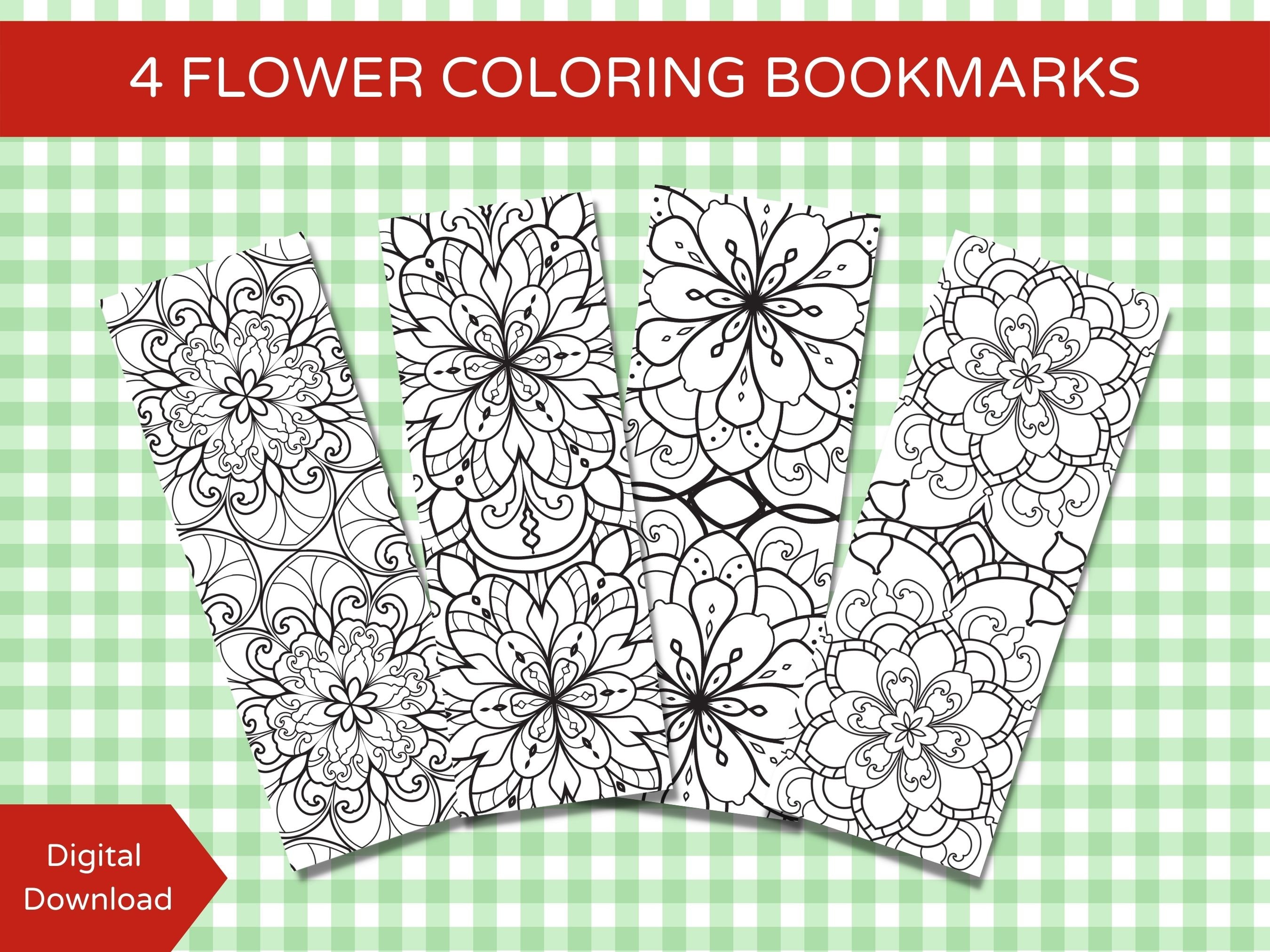Flower Power Bookmarks to Color, Spring Printable Bookmarks, Coloring ...