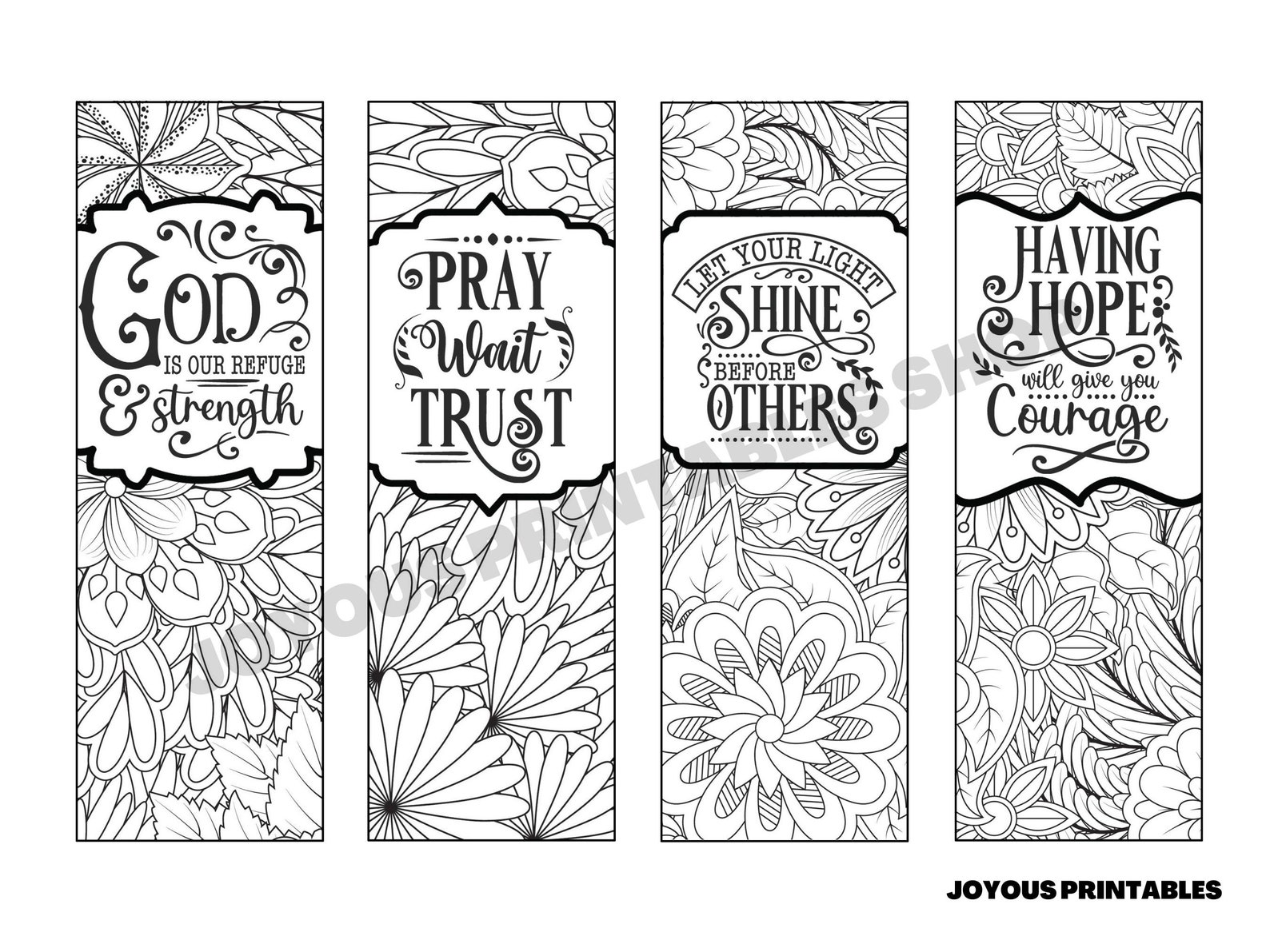Set of 4 Printable Catholic Bookmarks to Color, Christian Coloring ...