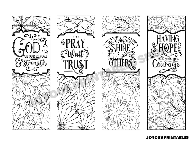 Set of 4 Printable Catholic Bookmarks to Color, Christian Coloring ...
