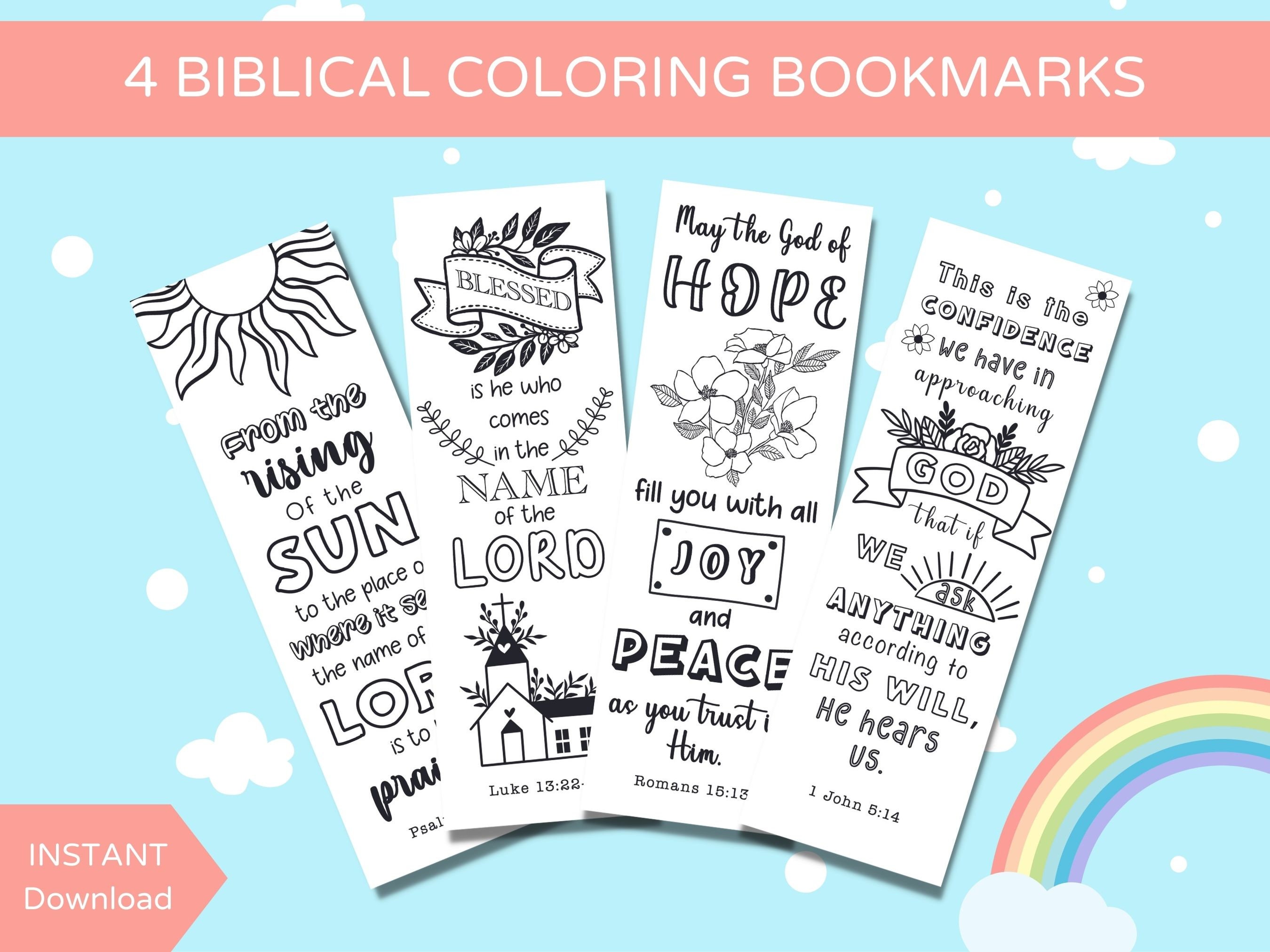 Set of 4 Printable Catholic Bookmarks to Color, Christian Coloring ...